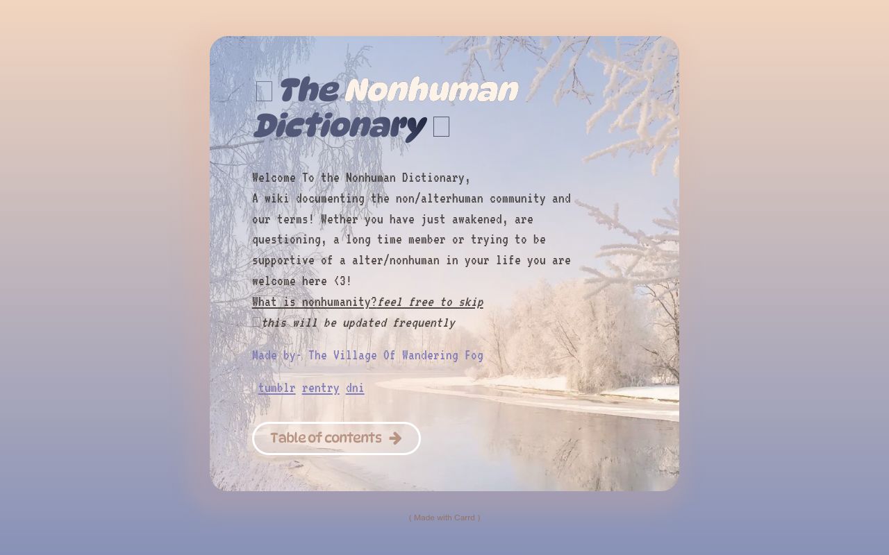 The Nonhuman Dictionary